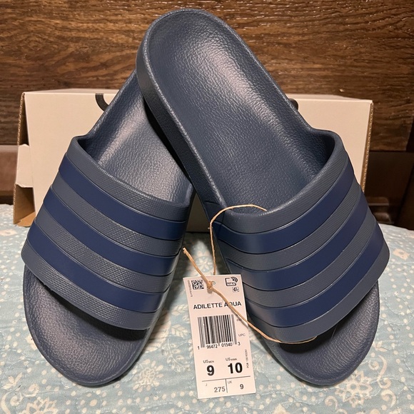 adidas | Shoes | Adidas Blue Slide Sandals | Poshmark